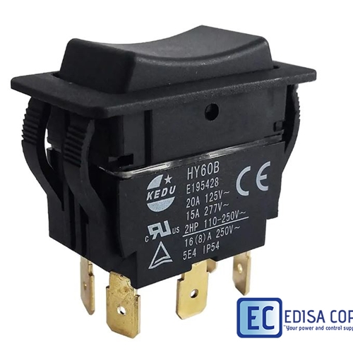 KEDU Electric Rocker Switches HY60B 20A- 125VAC, 15A-277VAC, 2HP 110 ...